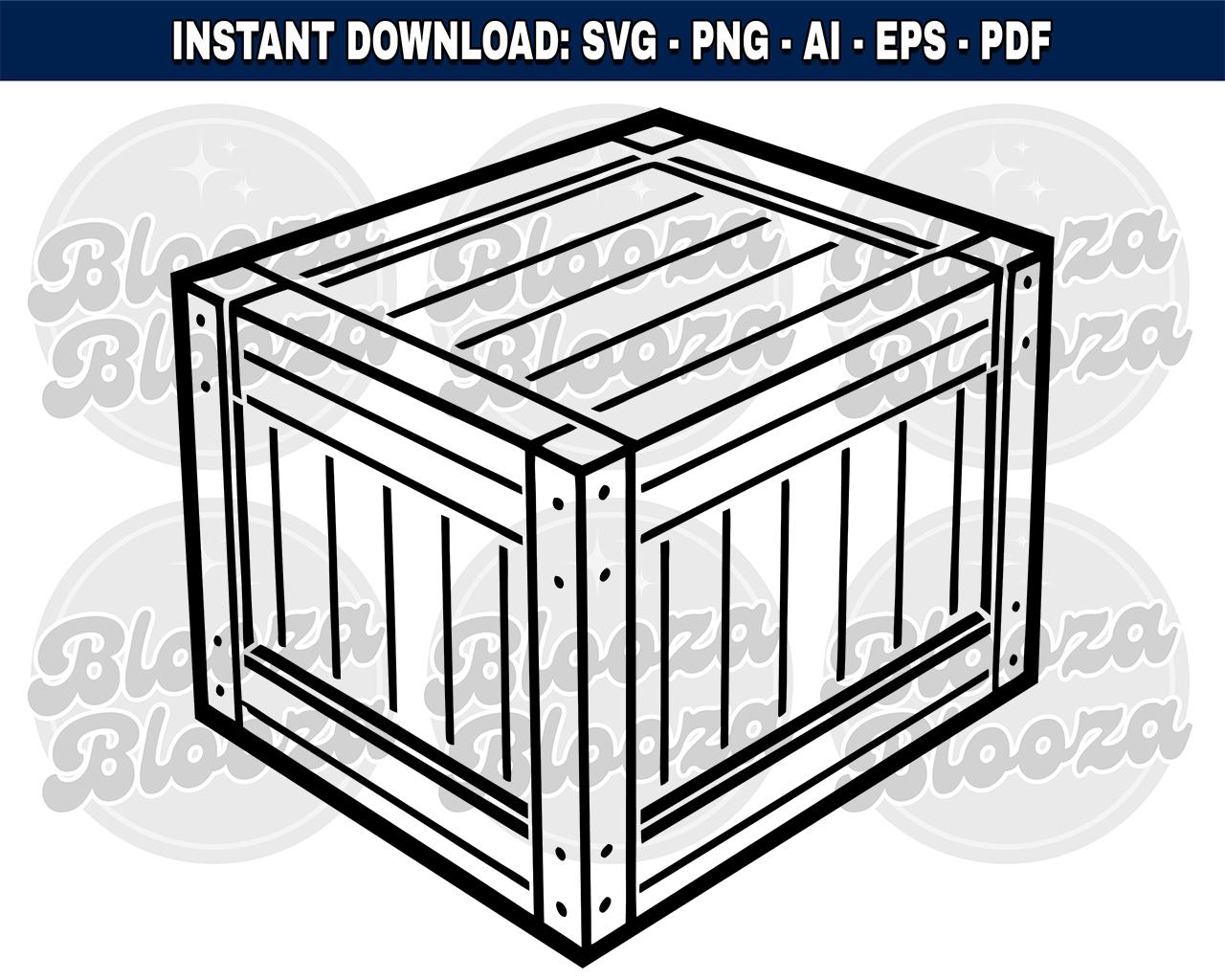 Shipping Crate Box Reverse Black Instant Clipart Download Design SVG ...