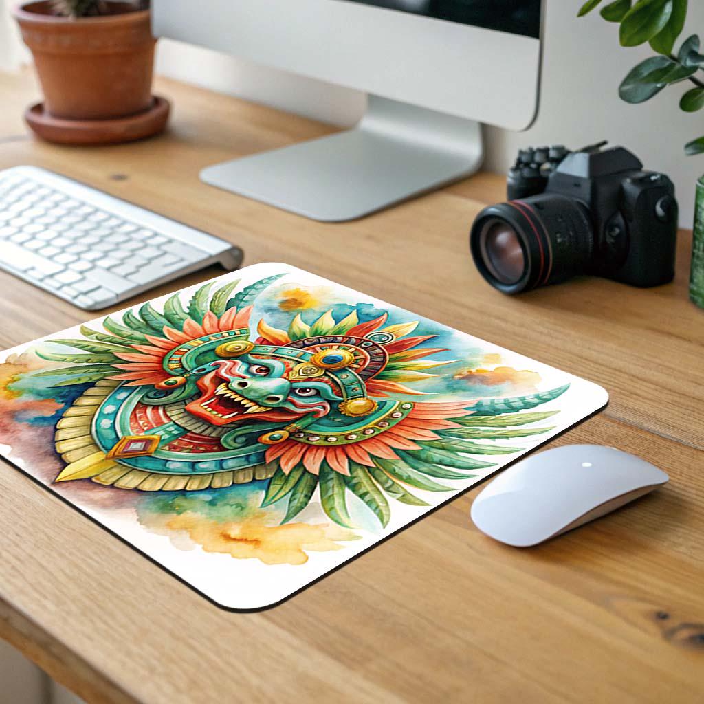 Aztec God Quetzalcoatl Watercolor Low Profile Mouse Pad Mat - Etsy