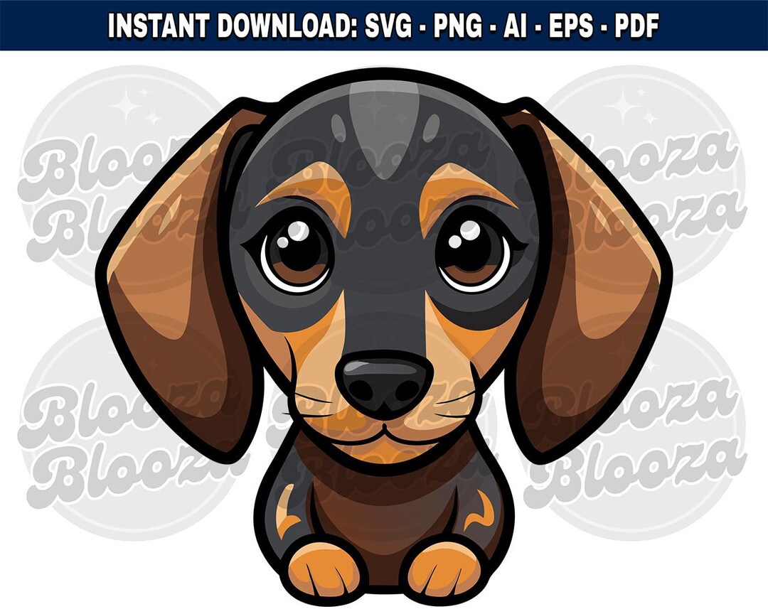 Dachshund Dog Head Lovable Instant Clipart Download Design SVG PNG EPS ...
