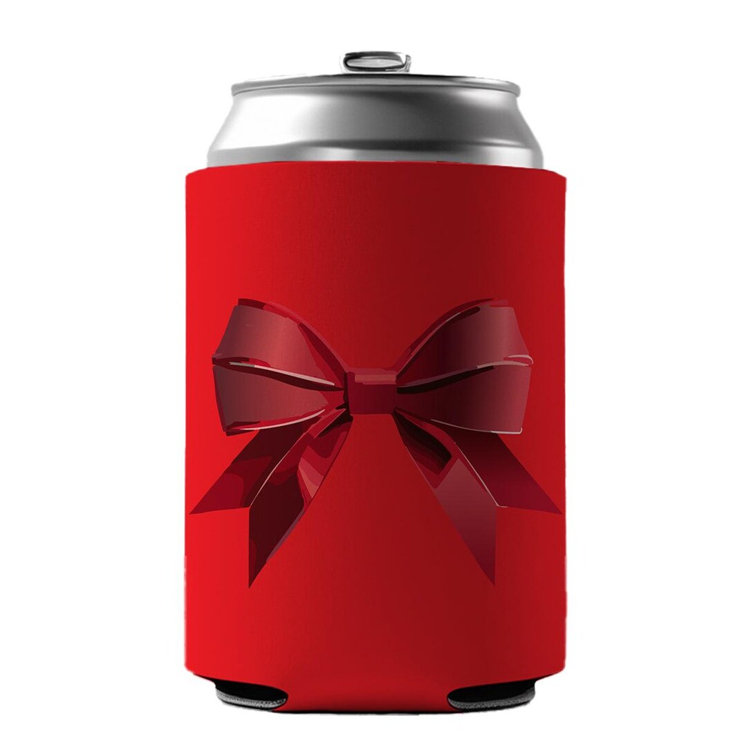 Bow Cheerleading Coquette Red Can Cooler Beer Soda Drink Insulated ...
