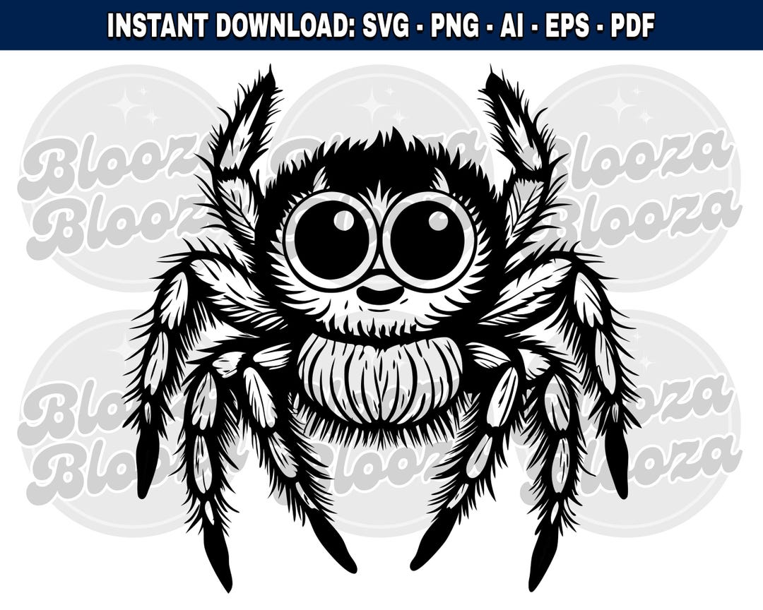 Jumping Spider Cute Black Halloween Instant Clipart Download Design SVG ...
