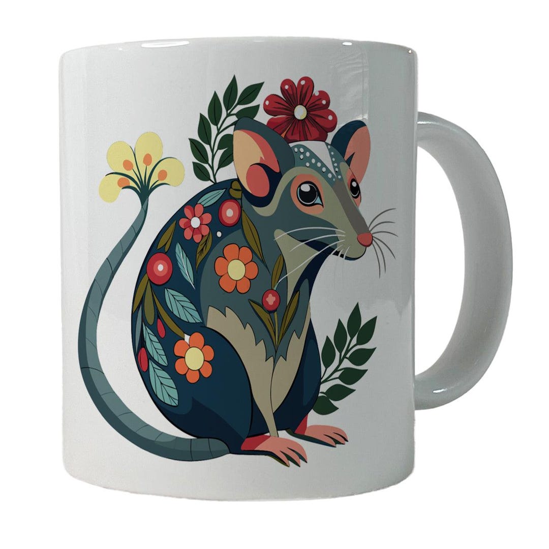 Rat Floral Flowers Ceramic Tea Coffee Mug Cup - 11oz - Etsy