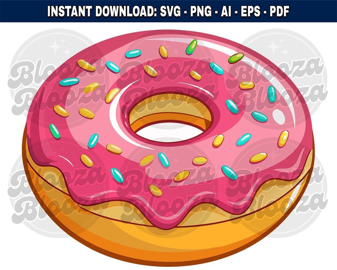 Pink Iced Donut With Sprinkles Instant Clipart Download Design SVG PNG ...