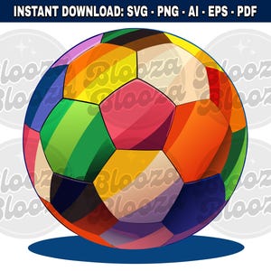 Rainbow Colored Soccer Ball Instant Clipart Download Design SVG PNG EPS ...