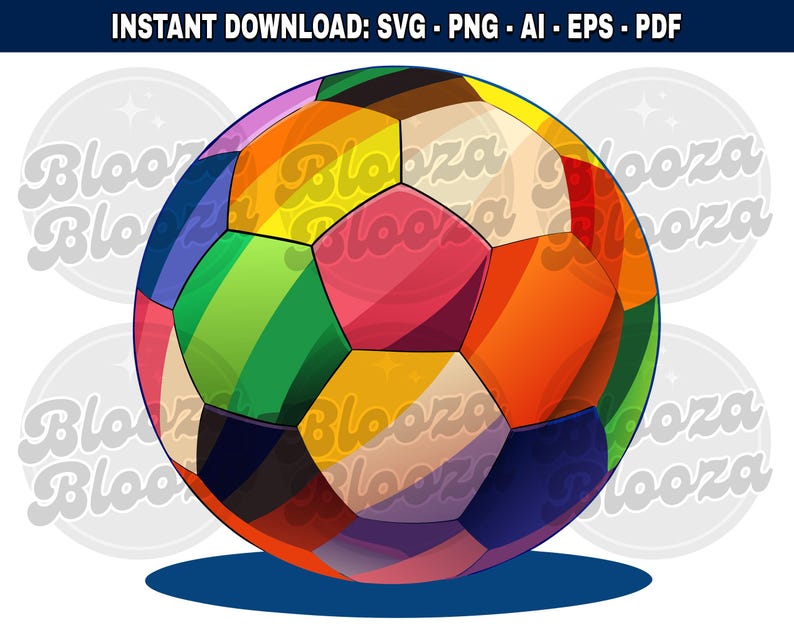 Rainbow Colored Soccer Ball Instant Clipart Download Design SVG PNG EPS ...