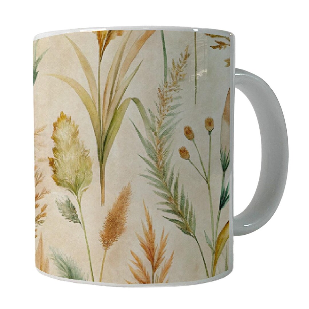 Wild Grasses Wheat Pattern Ceramic Tea Coffee Mug Cup - 11oz - Etsy