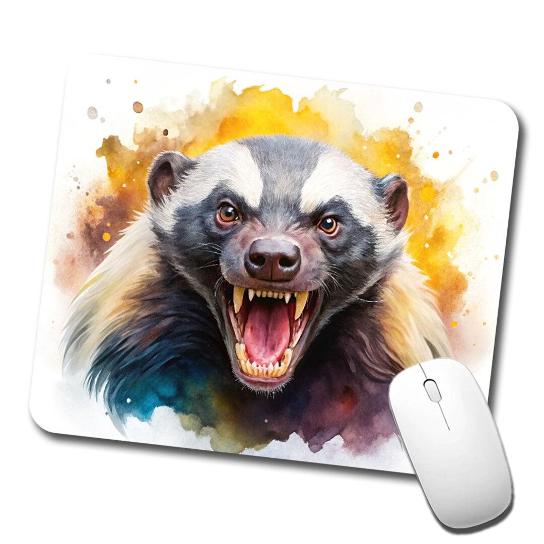 Angry Mad Honey Badger Watercolor Low Profile Mouse Pad Mat - Etsy