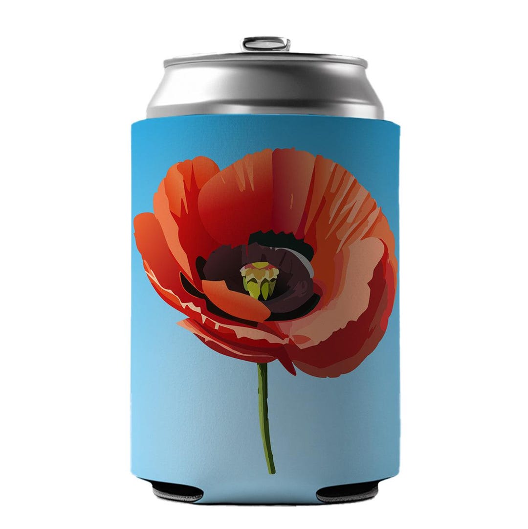 Poppy Flower Red Can Cooler Beer Soda Drink Insulated Holder Sleeve ...