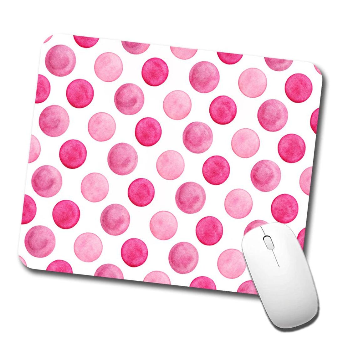 Hot Pink Polka Dots White Background Low Profile Mouse Pad Mat - Etsy