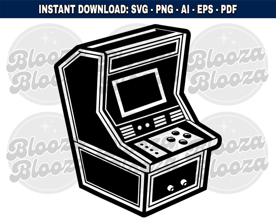 Retro Arcade Cabinet System Black Instant Clipart Download Design SVG ...