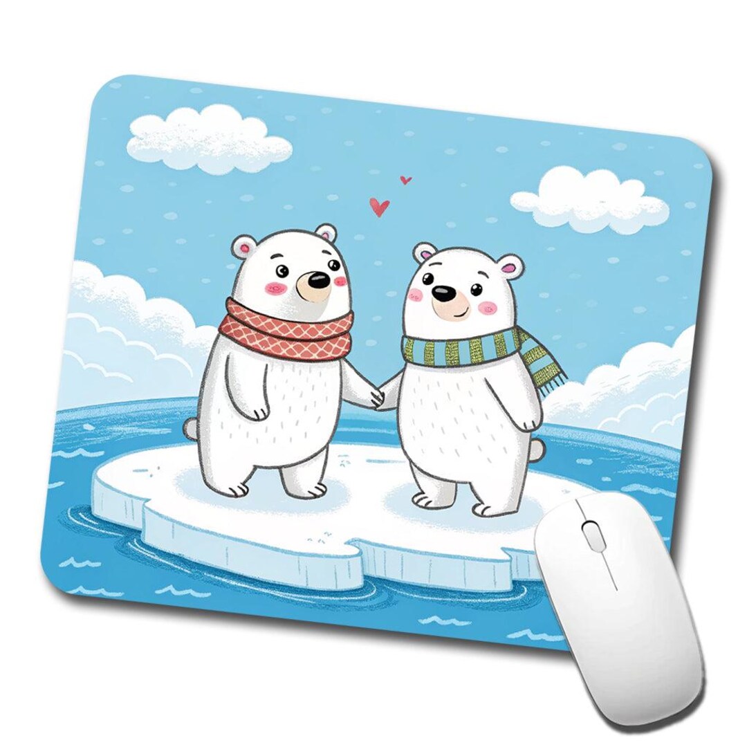Kawaii Polar Bears in Love Valentine's Day Low Profile Mouse Pad Mat - Etsy
