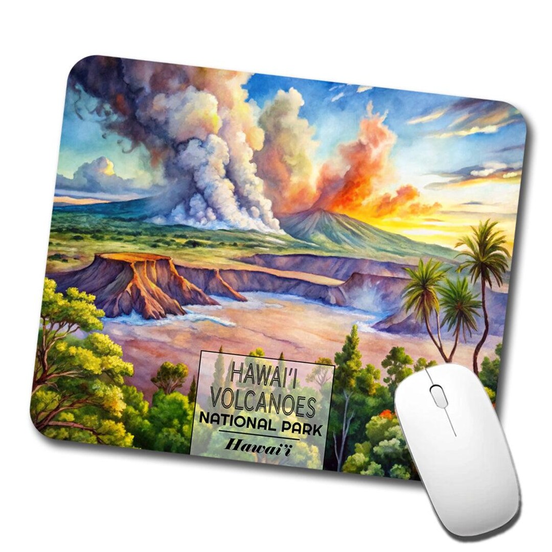 Hawaii Volcanoes National Park Watercolor Low Profile Mouse Pad Mat - Etsy