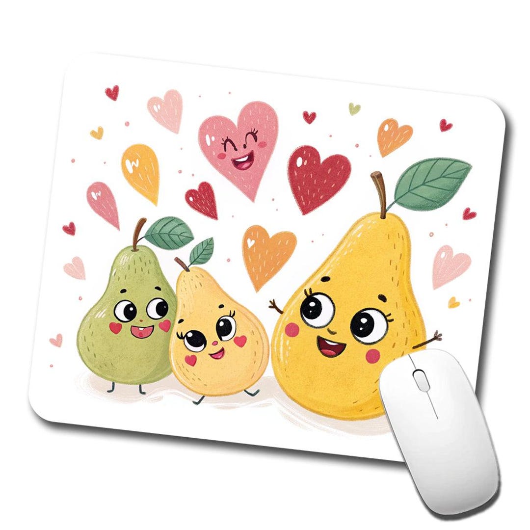 Kawaii Pears and Hearts Low Profile Mouse Pad Mat - Etsy