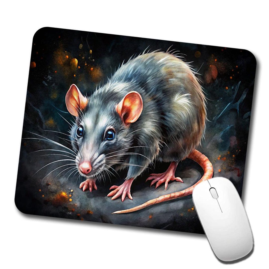 Rat Black Watercolor Low Profile Mouse Pad Mat - Etsy