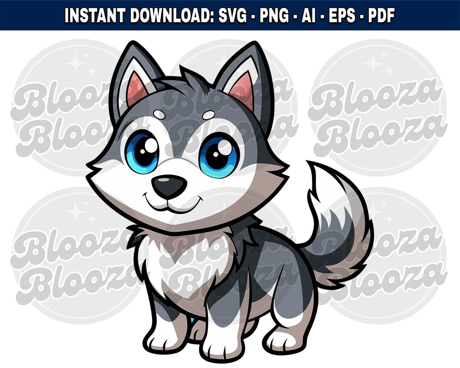 Chibi Siberian Husky Dog Instant Clipart Download Design SVG PNG EPS ...