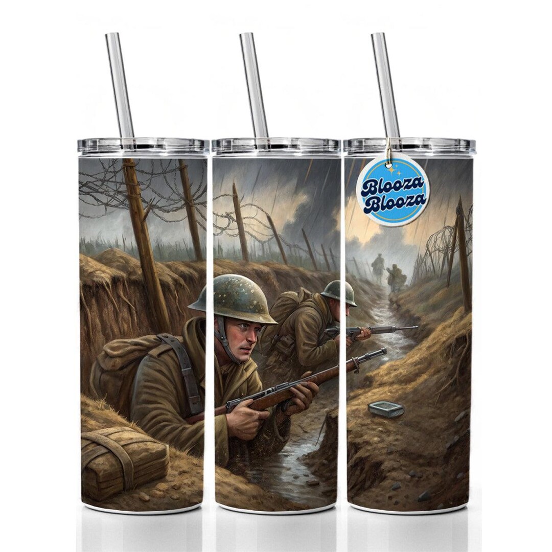 WWI Trench Warfare Allies Western Front Skinny Tumbler 20oz With Straw ...