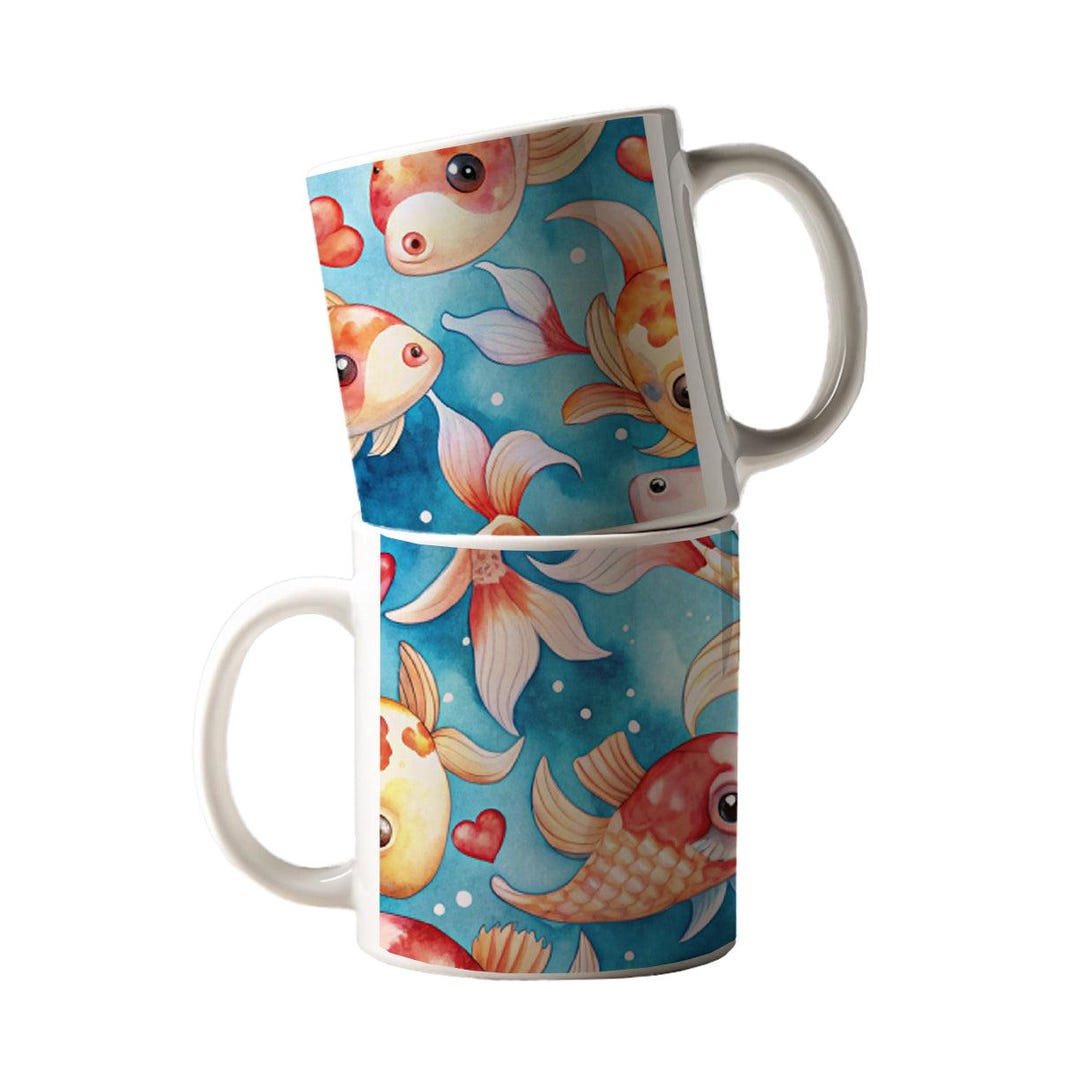 Cute Koi Fishes Hearts Watercolor Ceramic Tea Coffee Mug Cup 11oz - Etsy