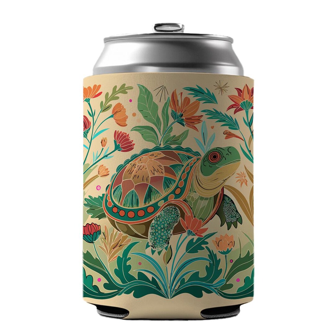 Snapping Turtle Botanical Art Nouveau Can Cooler Beer Soda Drink ...
