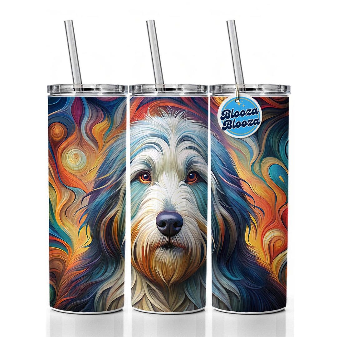 Old English Sheepdog Dog Abstract Art Skinny Tumbler 20oz With Straw ...