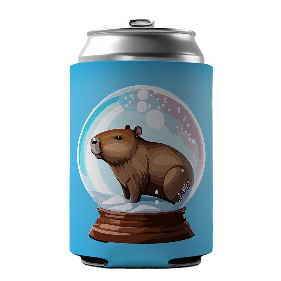 Capybara in a Snow Globe Christmas Can Cooler Beer Soda Drink Insulated ...