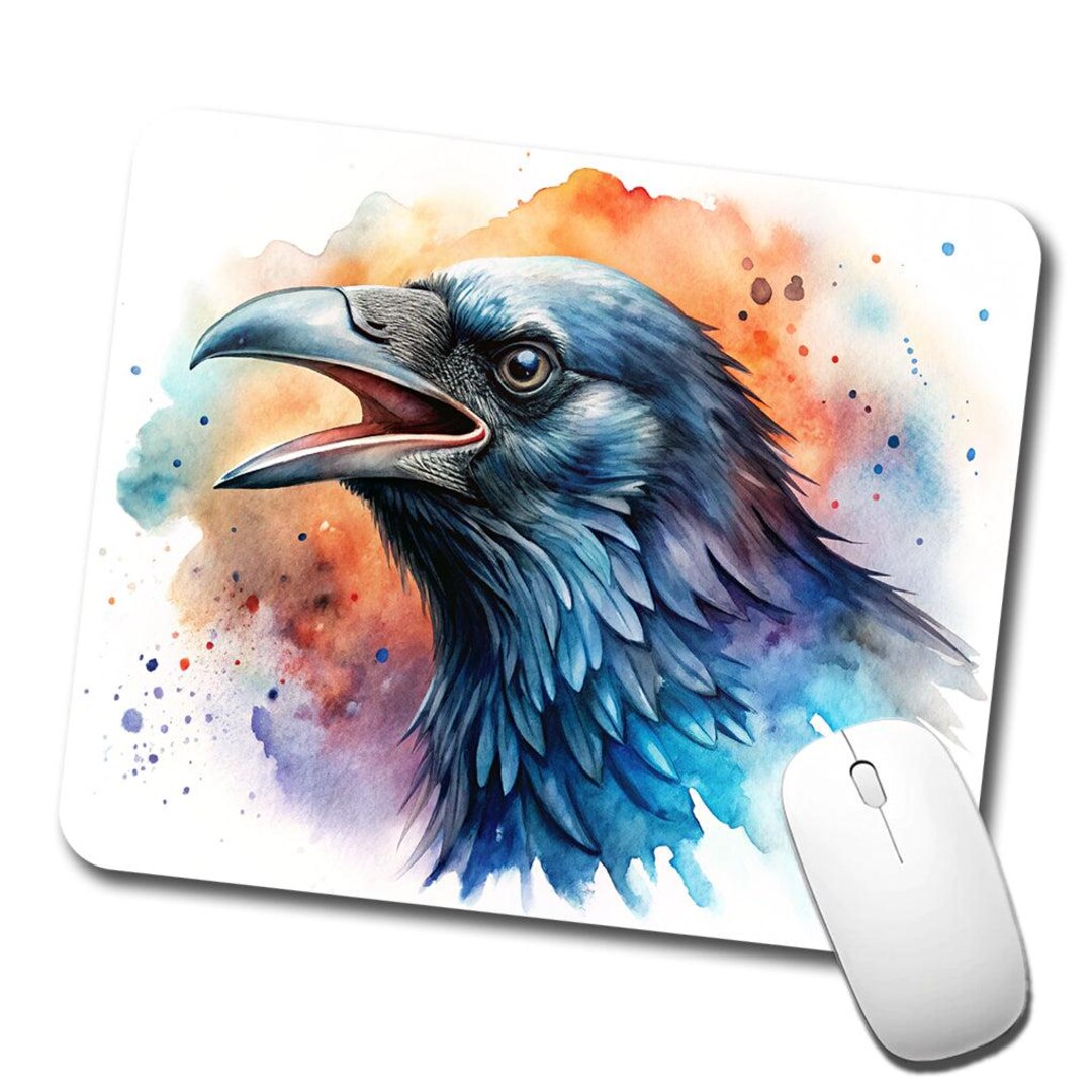 Angry Raven Watercolor Low Profile Mouse Pad Mat - Etsy