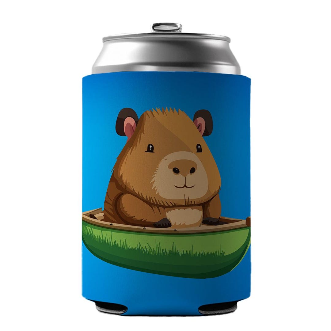 Capybara Canoeing Canoe Funny Can Cooler Beer Soda Drink Insulated ...