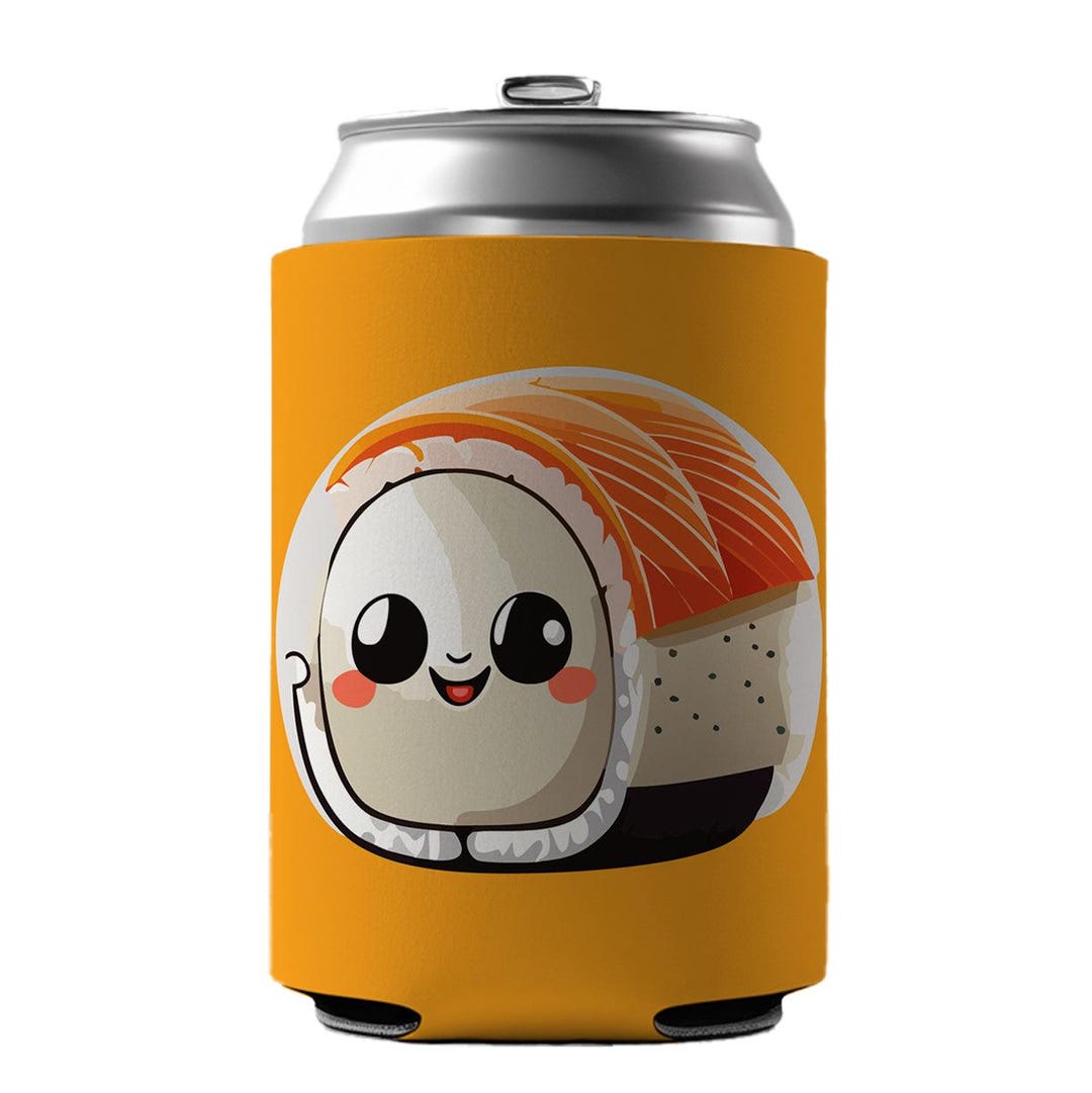Sushi Roll Cute Chibi Kawaii Funny Food Can Cooler Beer Soda Drink ...