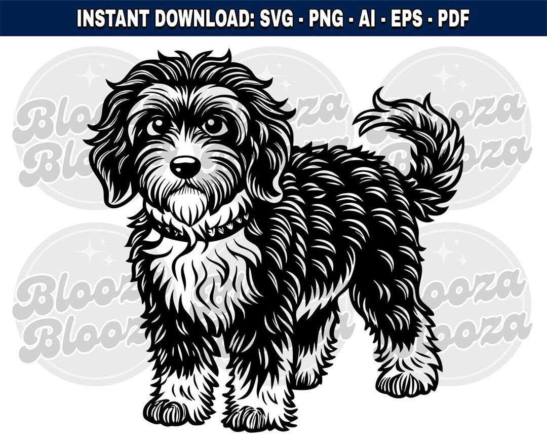 Barbet Dog Cute Black Instant Clipart Download Design SVG PNG EPS Pdf ...