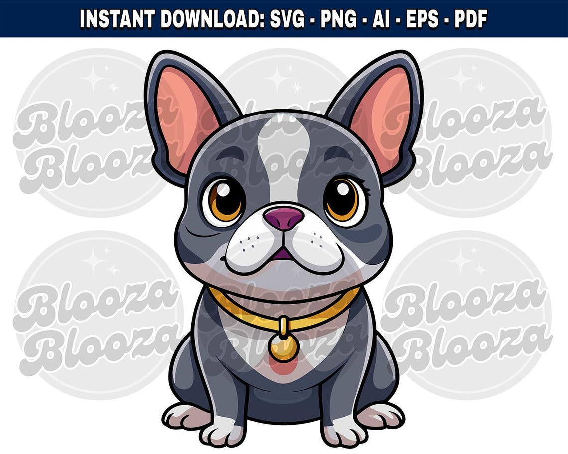 Chibi French Bulldog Dog Instant Clipart Download Design SVG PNG EPS ...