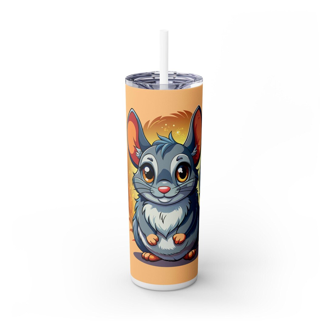 Chinchilla Cute Skinny Tumbler 20oz With Straw Insulated Water Bottle ...