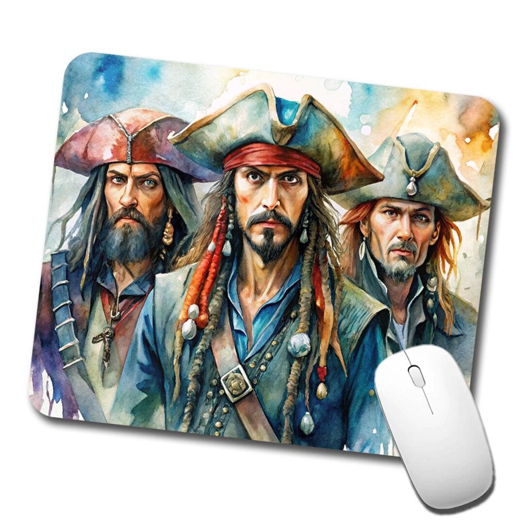 Angry Swashbuckling Pirates Watercolor Low Profile Mouse Pad Mat - Etsy