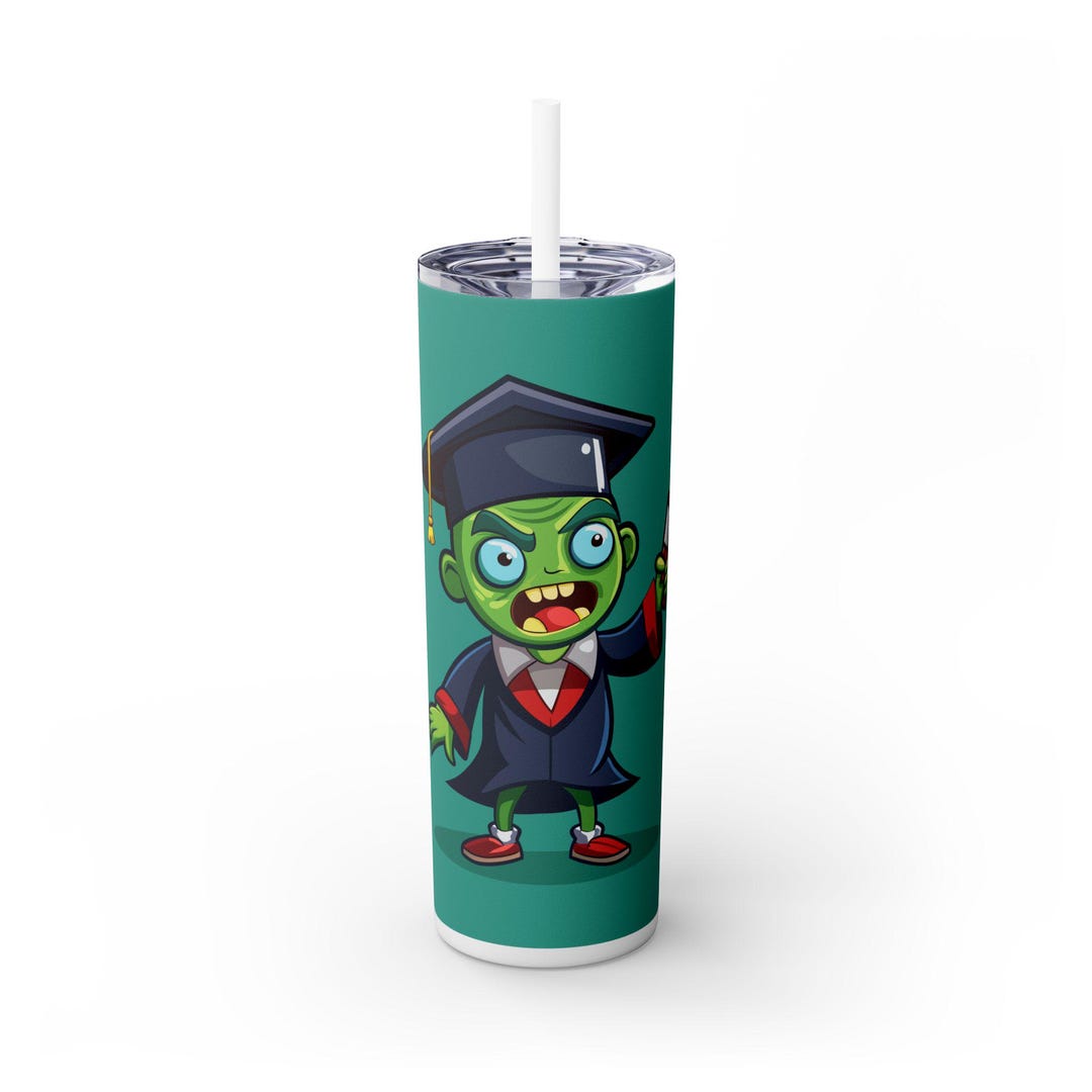 Graduate Zombie Graduation Cartoon Skinny Tumbler 20oz With Straw ...