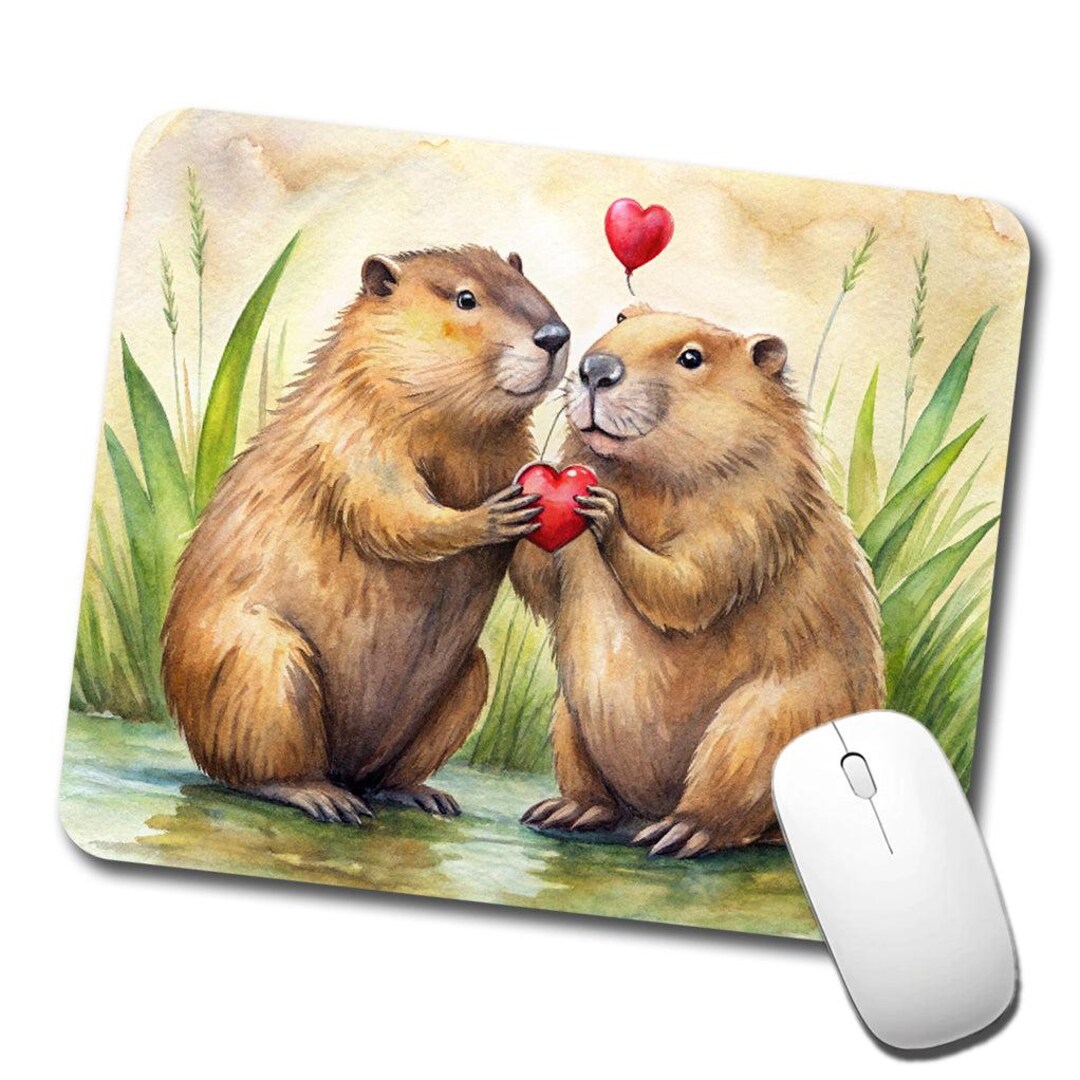 Beavers in Love Water Valentine's Day Low Profile Mouse Pad Mat - Etsy