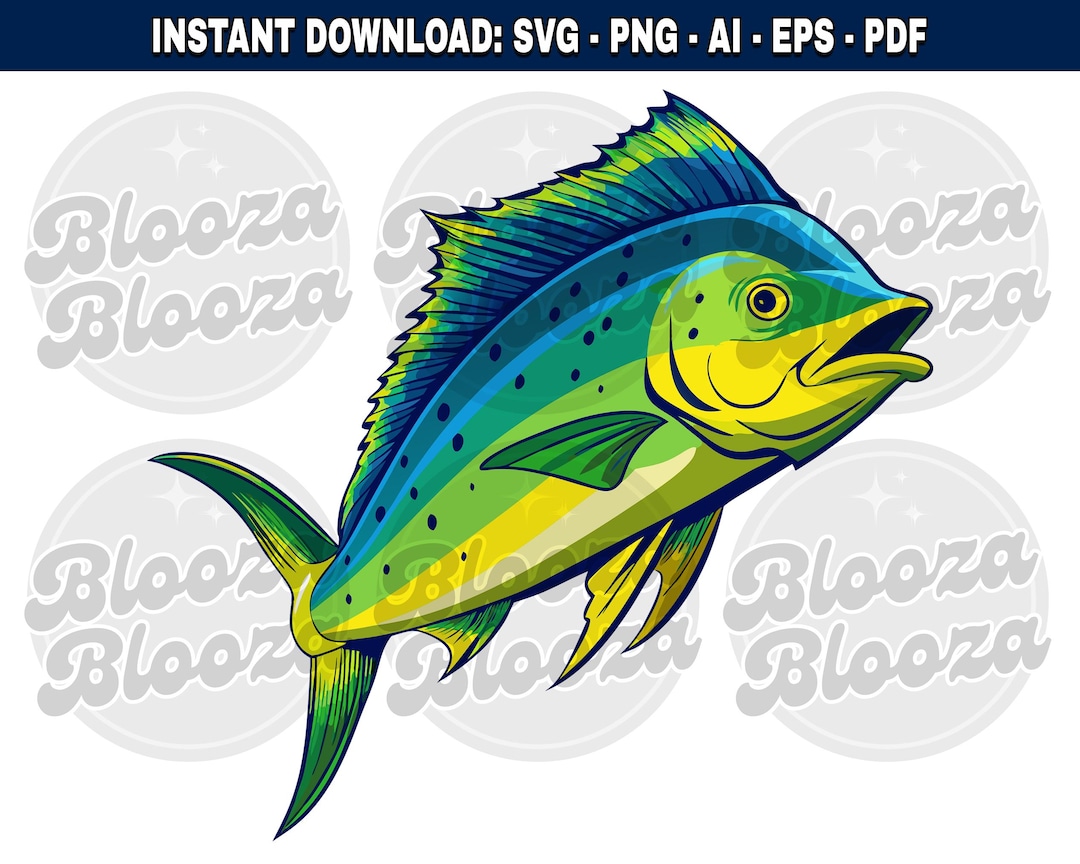 Mahi Mahi Fish Colorful Instant Clipart Download Design SVG PNG EPS Pdf ...