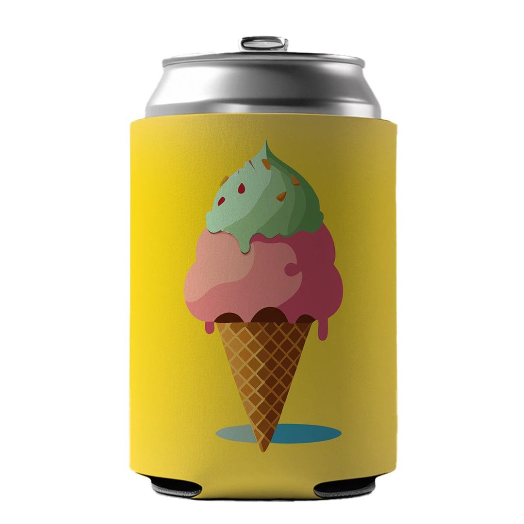Ice Cream Cone Two Scoops Can Cooler Beer Soda Drink Insulated Holder ...