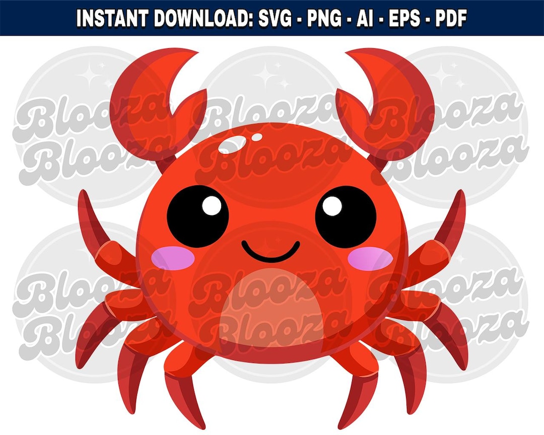 Chibi Crab Cute Color Instant Clipart Download Design SVG PNG EPS Pdf ...