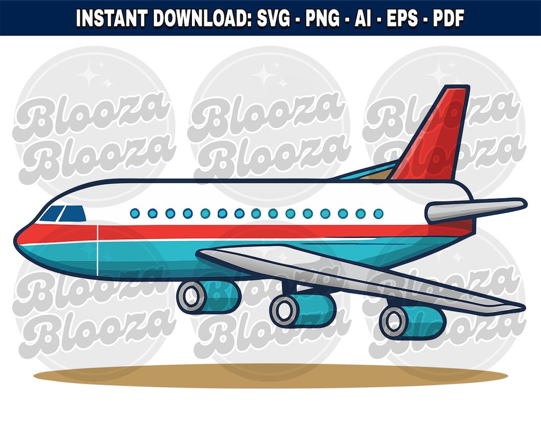 Airplane Flying Color Instant Clipart Download Design SVG PNG EPS Pdf ...
