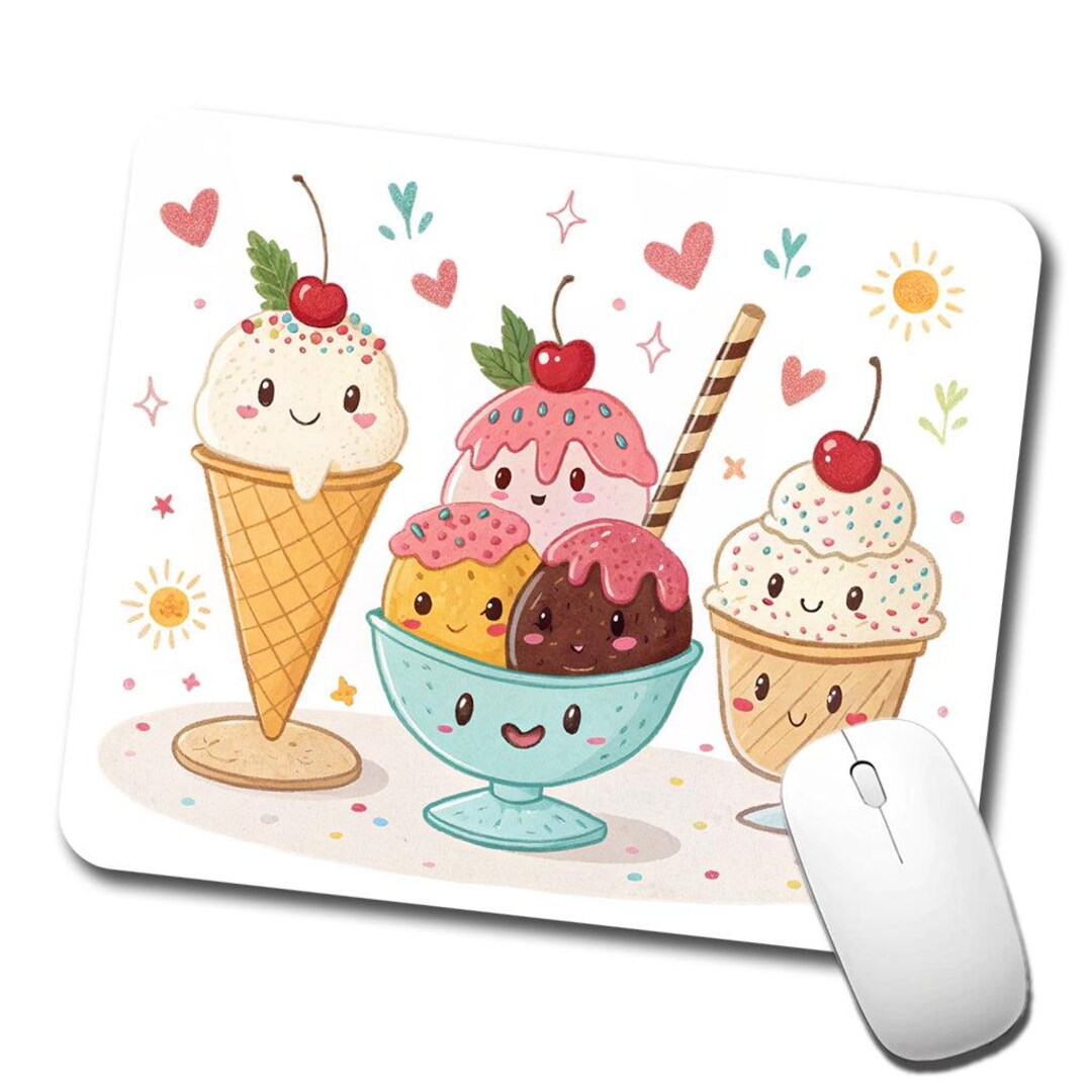 Kawaii Ice Cream Sundaes Low Profile Mouse Pad Mat - Etsy