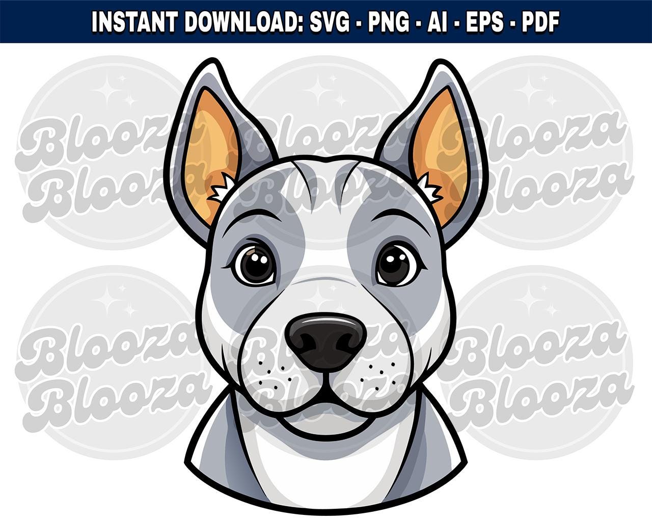 Dogo Argentino Dog Head Lovable Instant Clipart Download Design SVG PNG ...