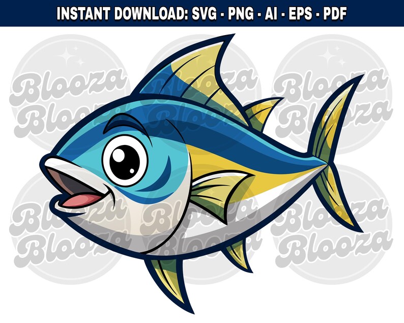 Tuna Fish Cute Instant Clipart Download Design SVG PNG EPS Pdf - Etsy