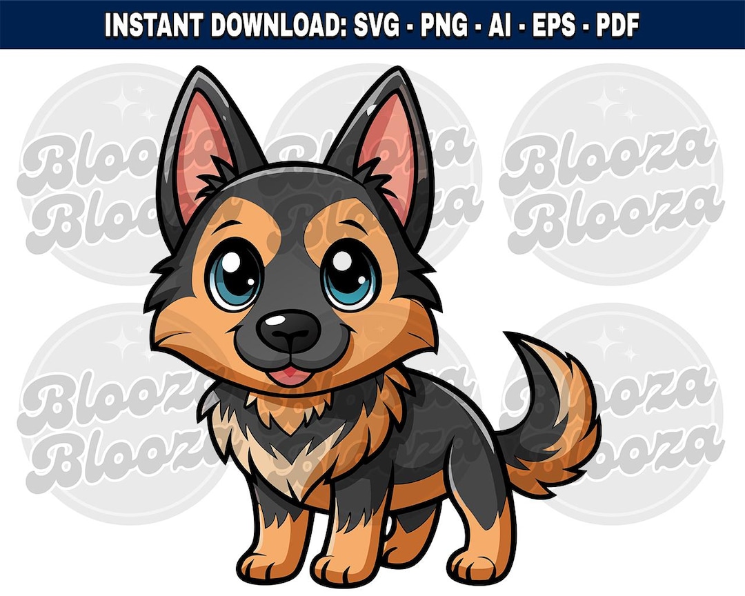 Chibi German Shepherd Dog Instant Clipart Download Design SVG PNG EPS ...
