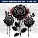 Gothic Black Roses Watercolor Instant Clipart Download Design SVG PNG ...