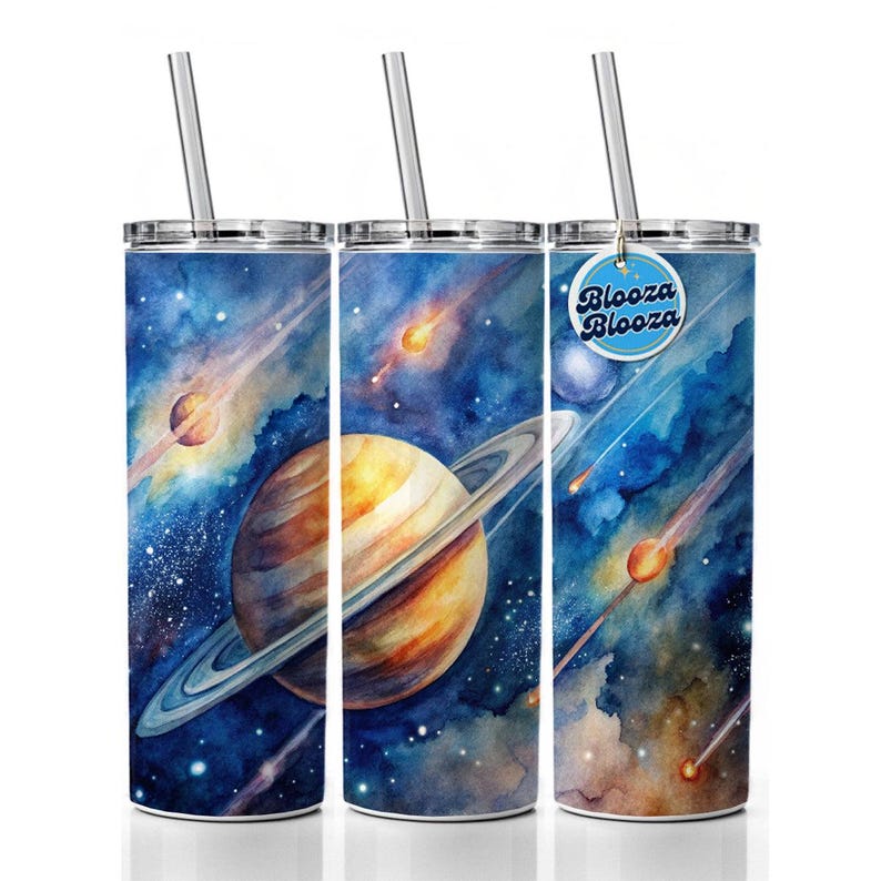 Sci-fi Planet Saturn Meteor Shower Skinny Tumbler 20oz With Straw ...
