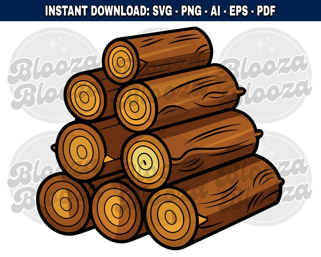 Stack of Logs Firewood Color Instant Clipart Download Design SVG PNG ...