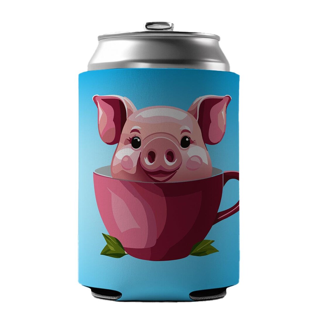 Pig Teacup Can Cooler Beer Soda Drink Insulated Holder Sleeve Hugger - Etsy