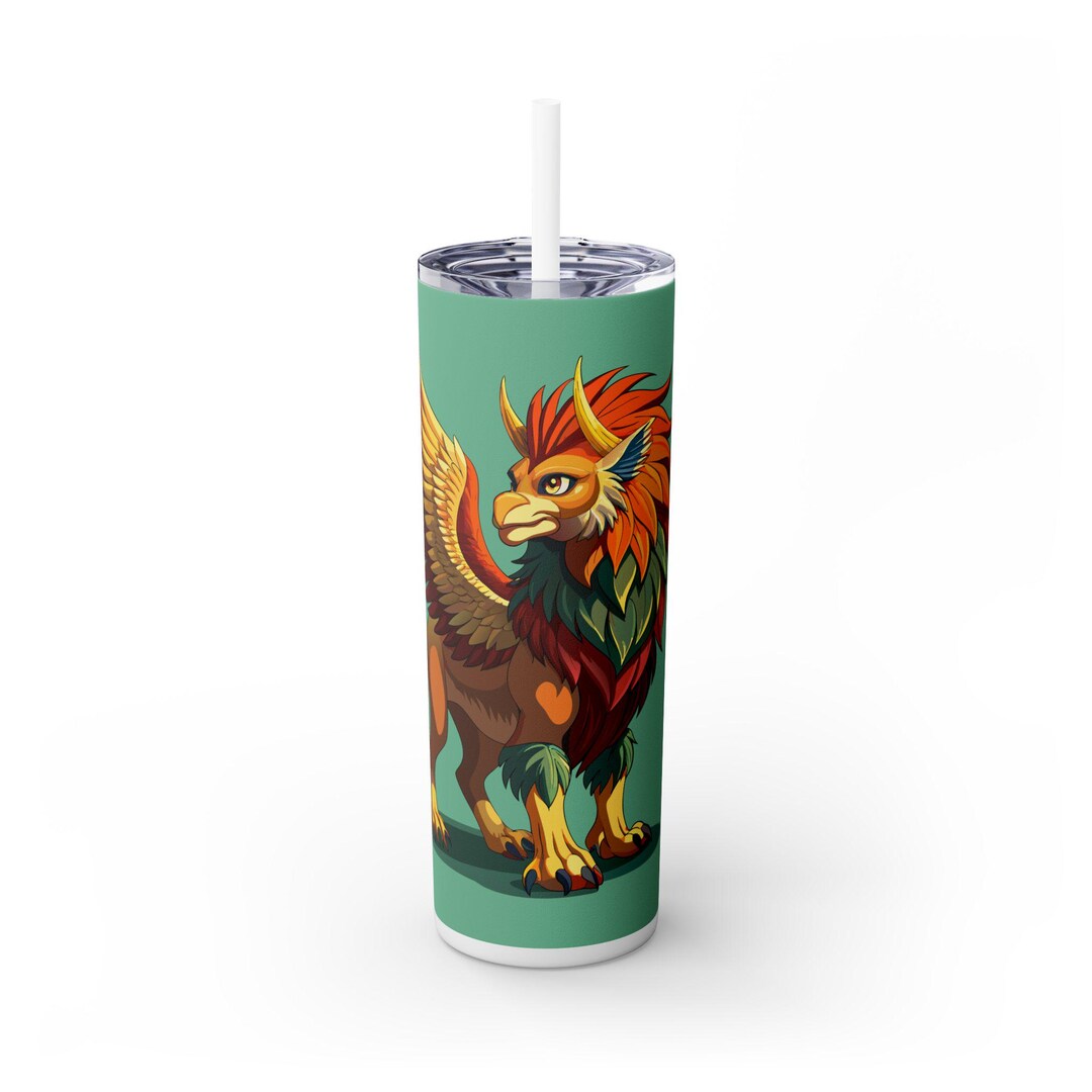 Griffin Greek Mythology Skinny Tumbler 20oz With Straw Insulated Water ...