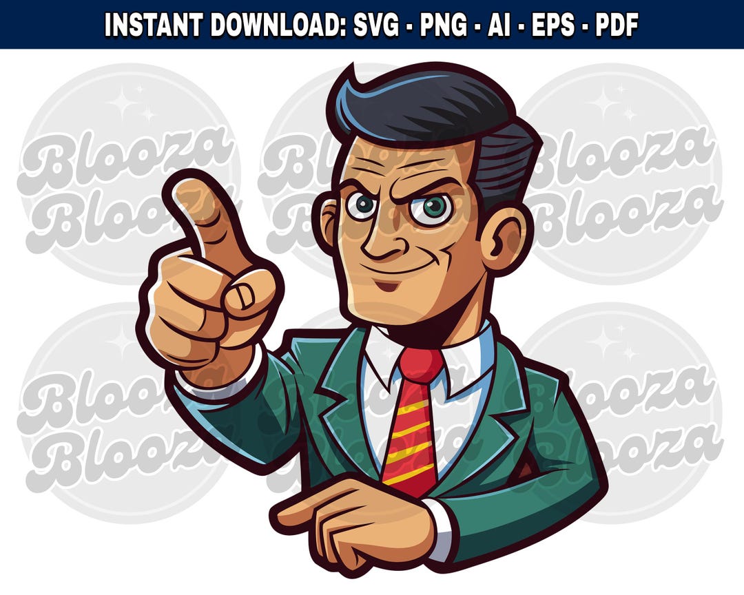 Man Executive Pointing Finger Funny Instant Clipart Download Design SVG ...