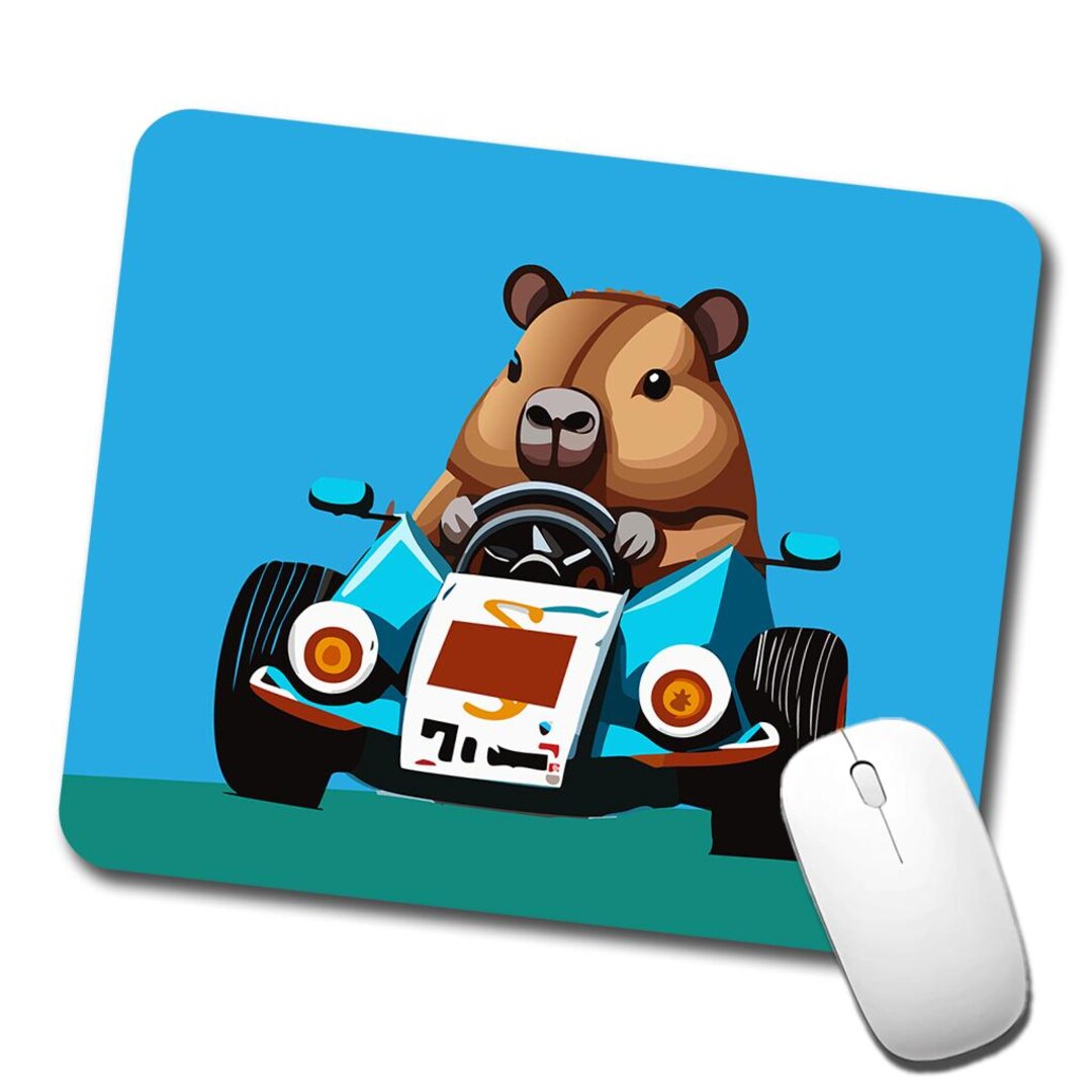 Capybara Driving Race Car Funny Low Profile Mouse Pad Mat - Etsy