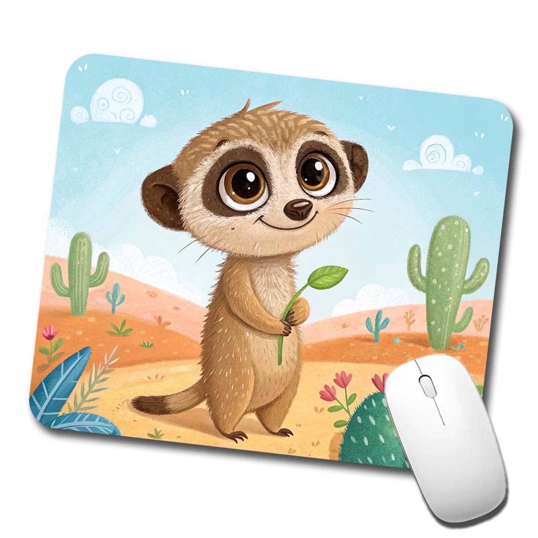Meerkat Children's Illustration Style Low Profile Mouse Pad Mat - Etsy