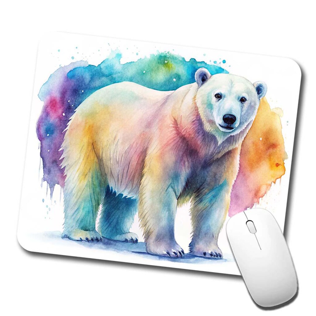 Polar Bear Watercolor Low Profile Mouse Pad Mat - Etsy